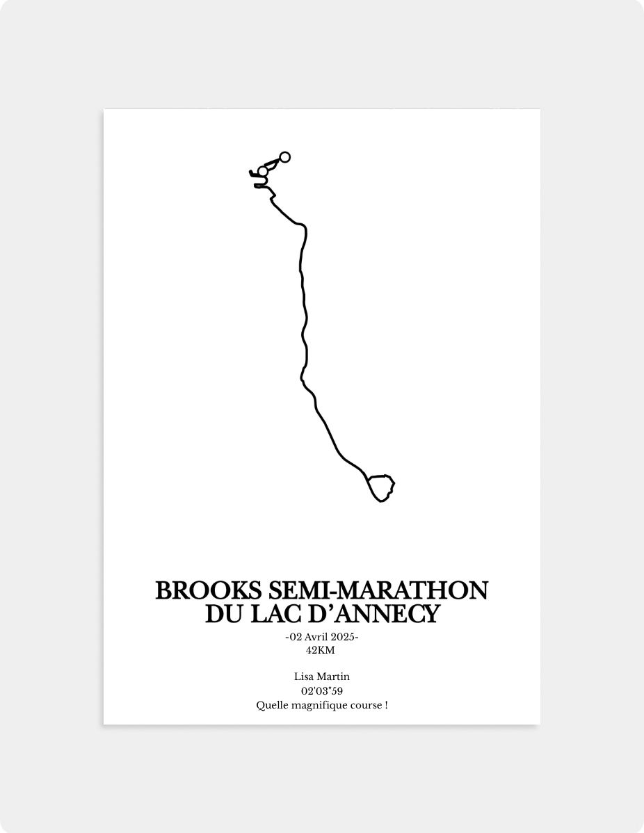 Souvenir semi-marathon – Brooks Lac d'Annecy, affiche unique